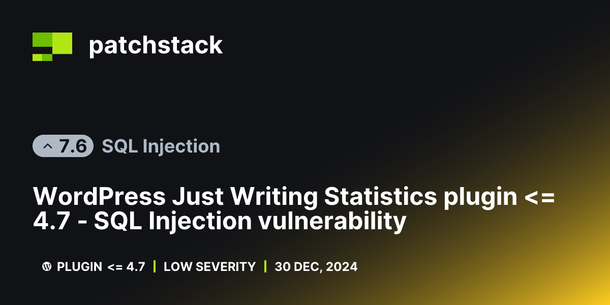 SQL Injection in WordPress Just Writing Statistics Plugin - Patchstack