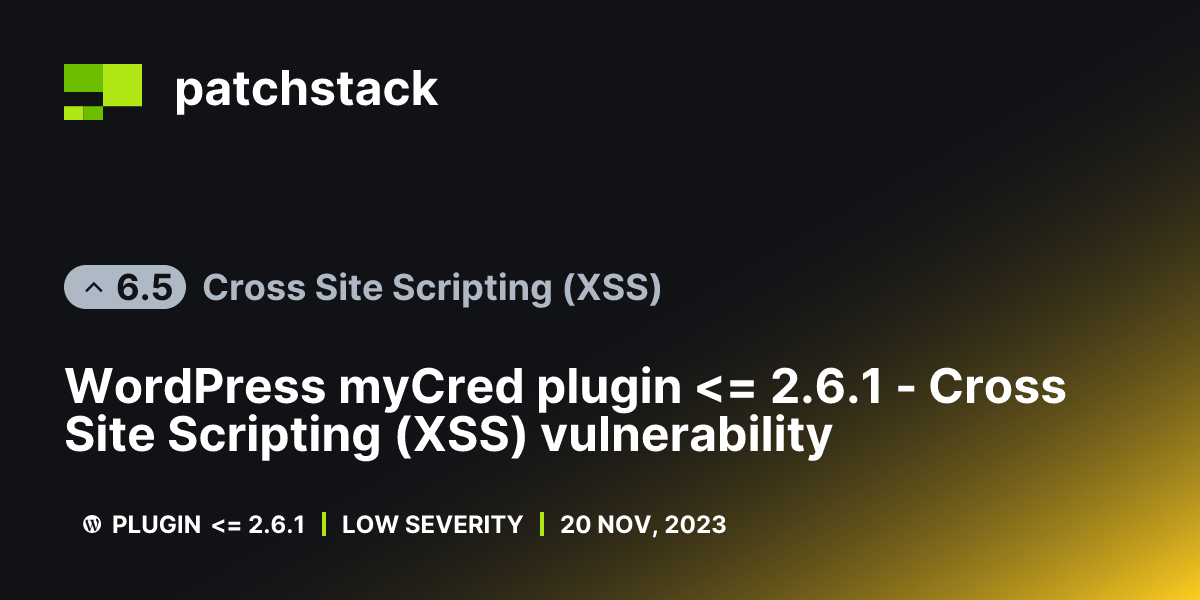 Cross Site Scripting (XSS) in WordPress myCred Plugin - Patchstack