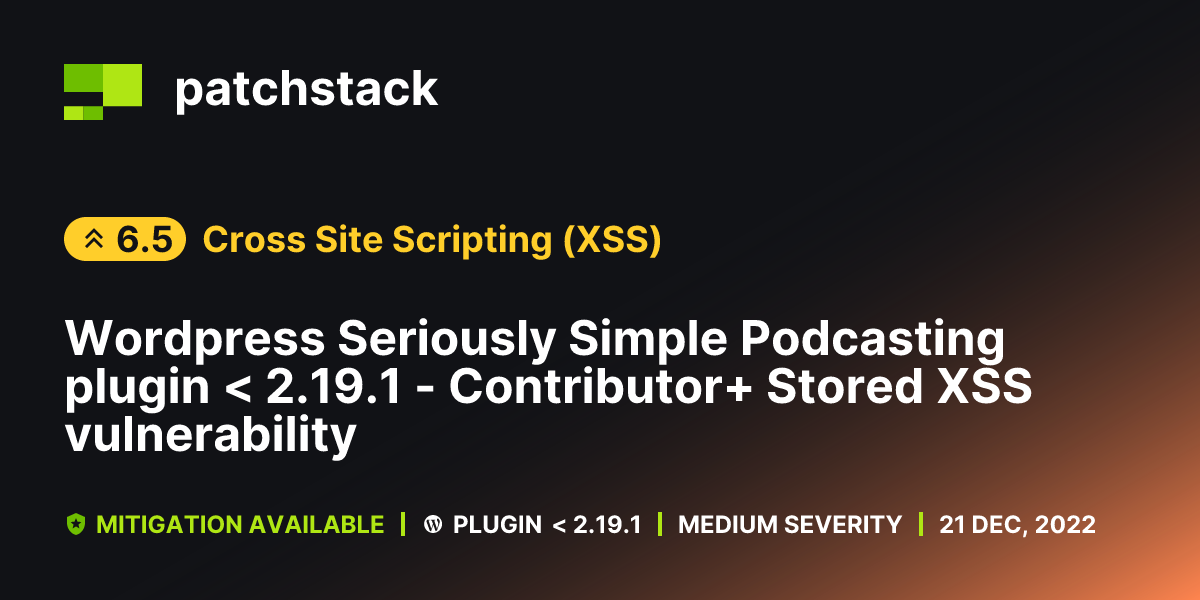Wordpress Seriously Simple Podcasting plugin