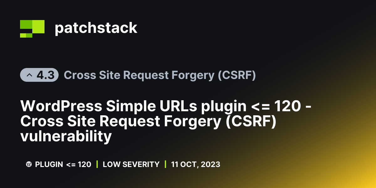 Cross Site Request Forgery (CSRF) in WordPress Simple URLs Plugin ...