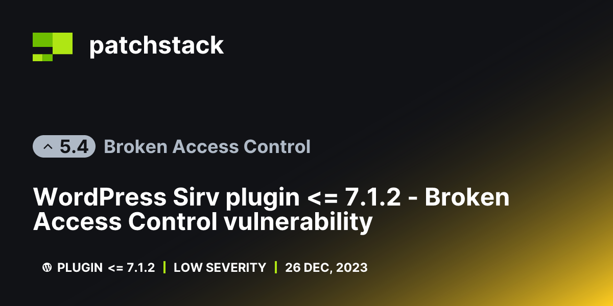Broken Access Control in WordPress Sirv Plugin - Patchstack