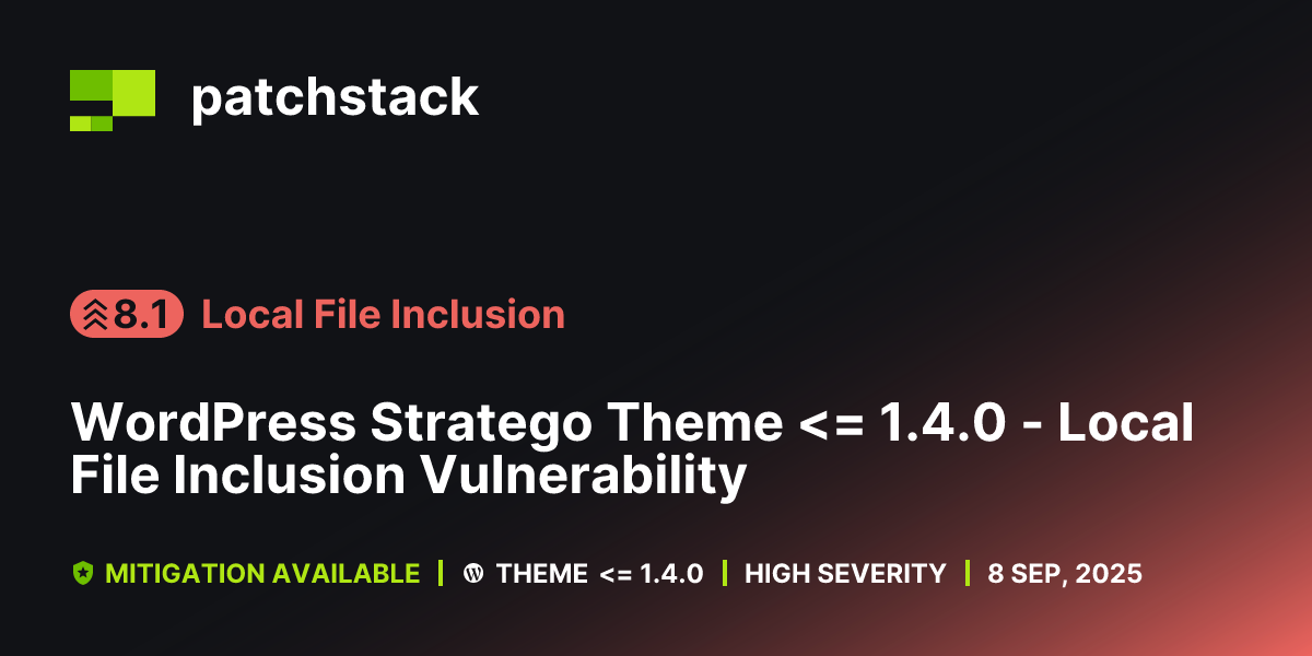 Local File Inclusion in WordPress Stratego Theme - Patchstack
